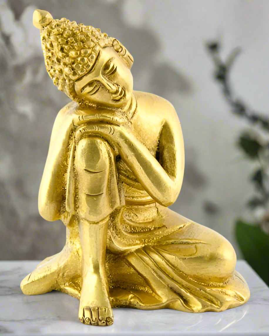 Awakened One: Handcrafted Brass Buddha Statue (4") | OMSutra